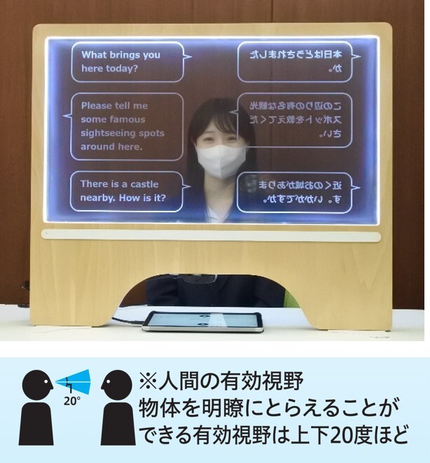 透明ディスプレイを活用した窓口向け翻訳システム｜VoiceBiz® UCDisplay｜TOPPAN NEWNORMAL